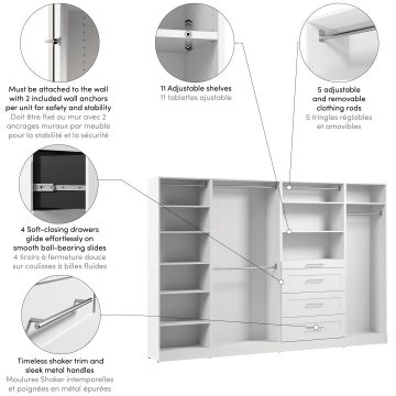 Florence Modular Closet System with Shelves, Drawers & Clothing Rods ...