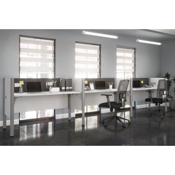Pro-Biz 3-Person Office Cubicles with Gray Tack Boards and Low Privacy ...