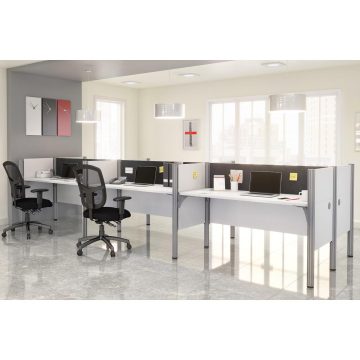 Pro-Biz 6-Person Office Cubicles with Gray Tack Boards and Low Privacy ...