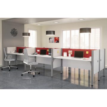Pro-Biz 6-Person Office Cubicles with Red Tack Boards and Low Privacy ...