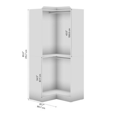 Versatile Traditional Corner Closet System with Clothing Rods, 36W x ...