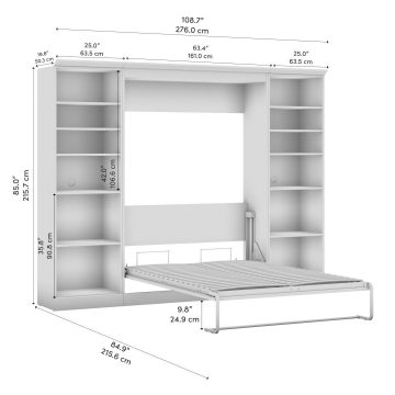 Versatile Full Murphy Bed with 2 Shelving Units (109W) | Bestar