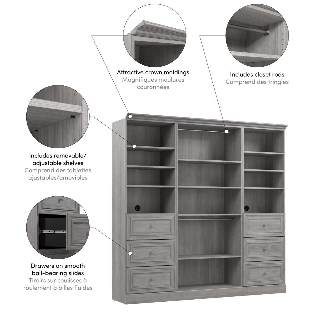 Versatile 86W Closet Organizer with Drawers | BESTAR